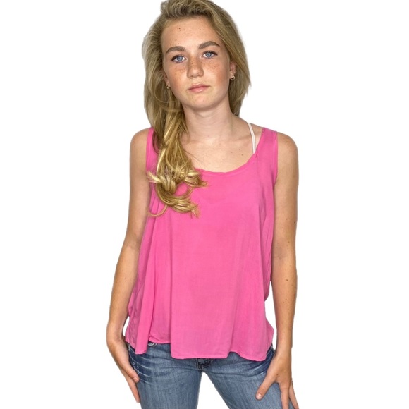 Zara | Tops | Zara Trf Pink Full Back Zipper Tank Loose Fit Sm | Poshmark